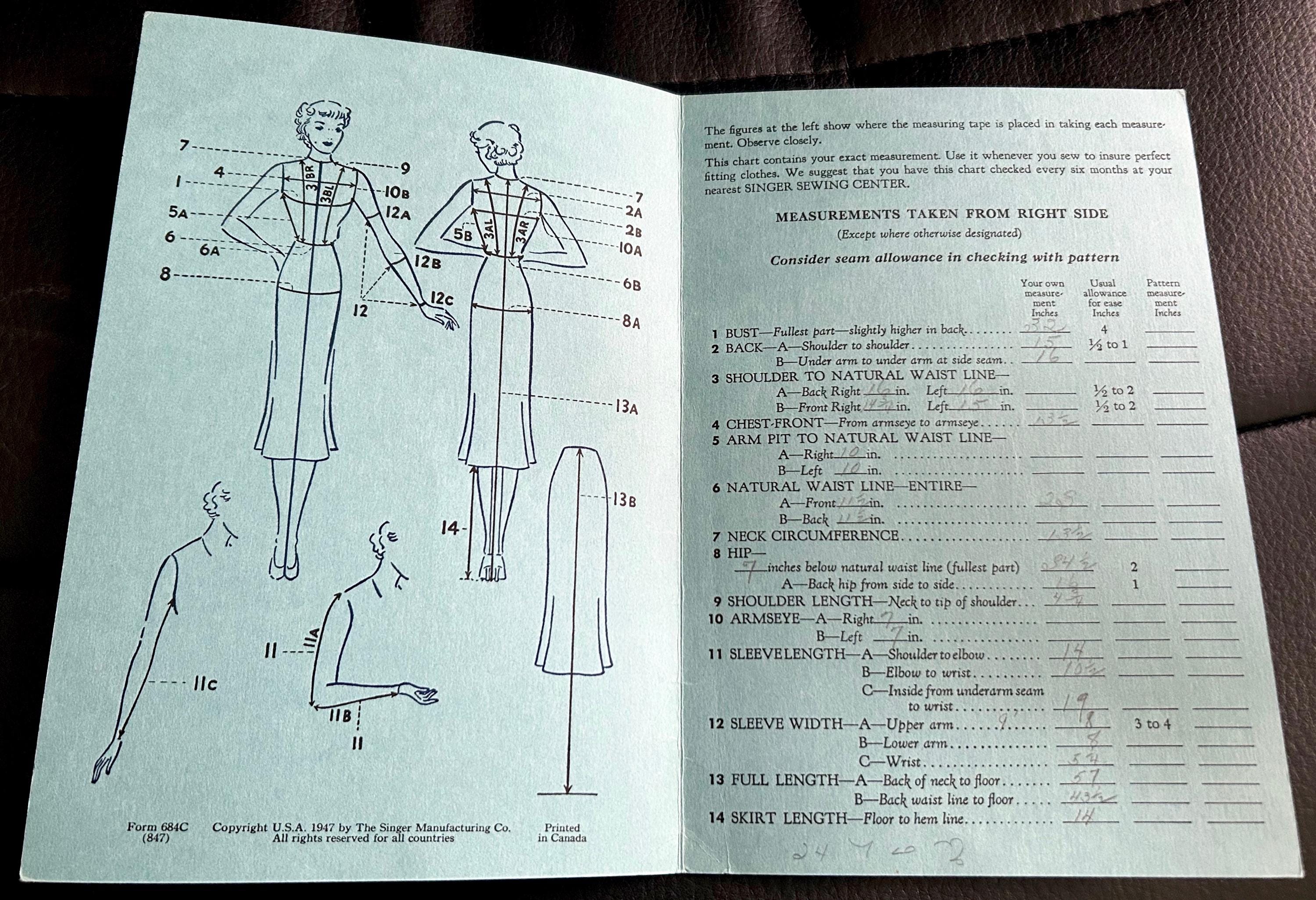 Vintage 1947 SINGER Sewing Machine Co COMPLIMENTARY Individualized ...