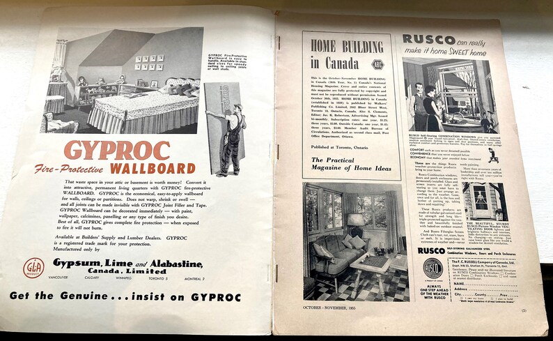 VINTAGE October-november 1955 HOME BUILDING in Canada Architectural ...