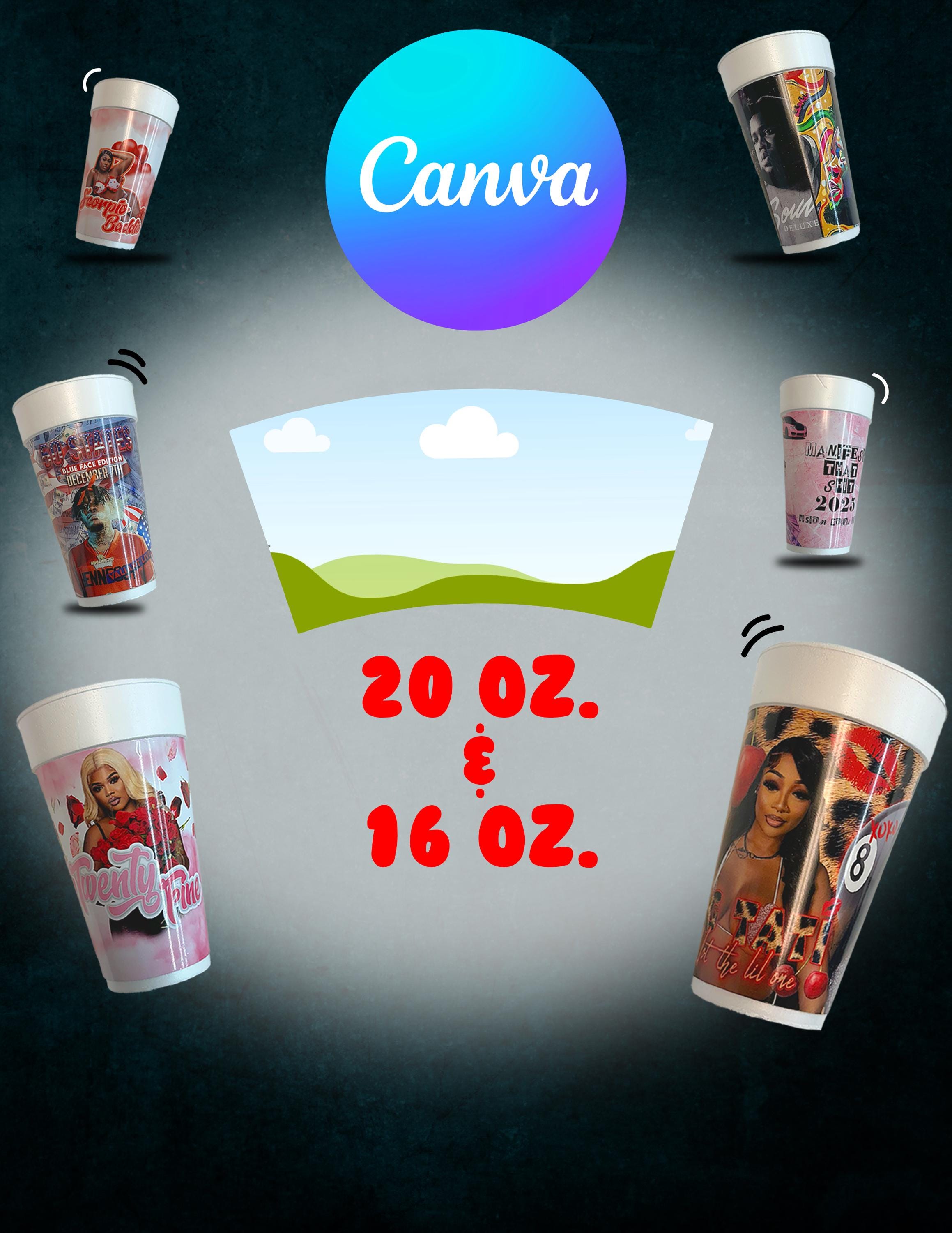 16oz and 20oz Foam Cup Canva Template Blank - Etsy