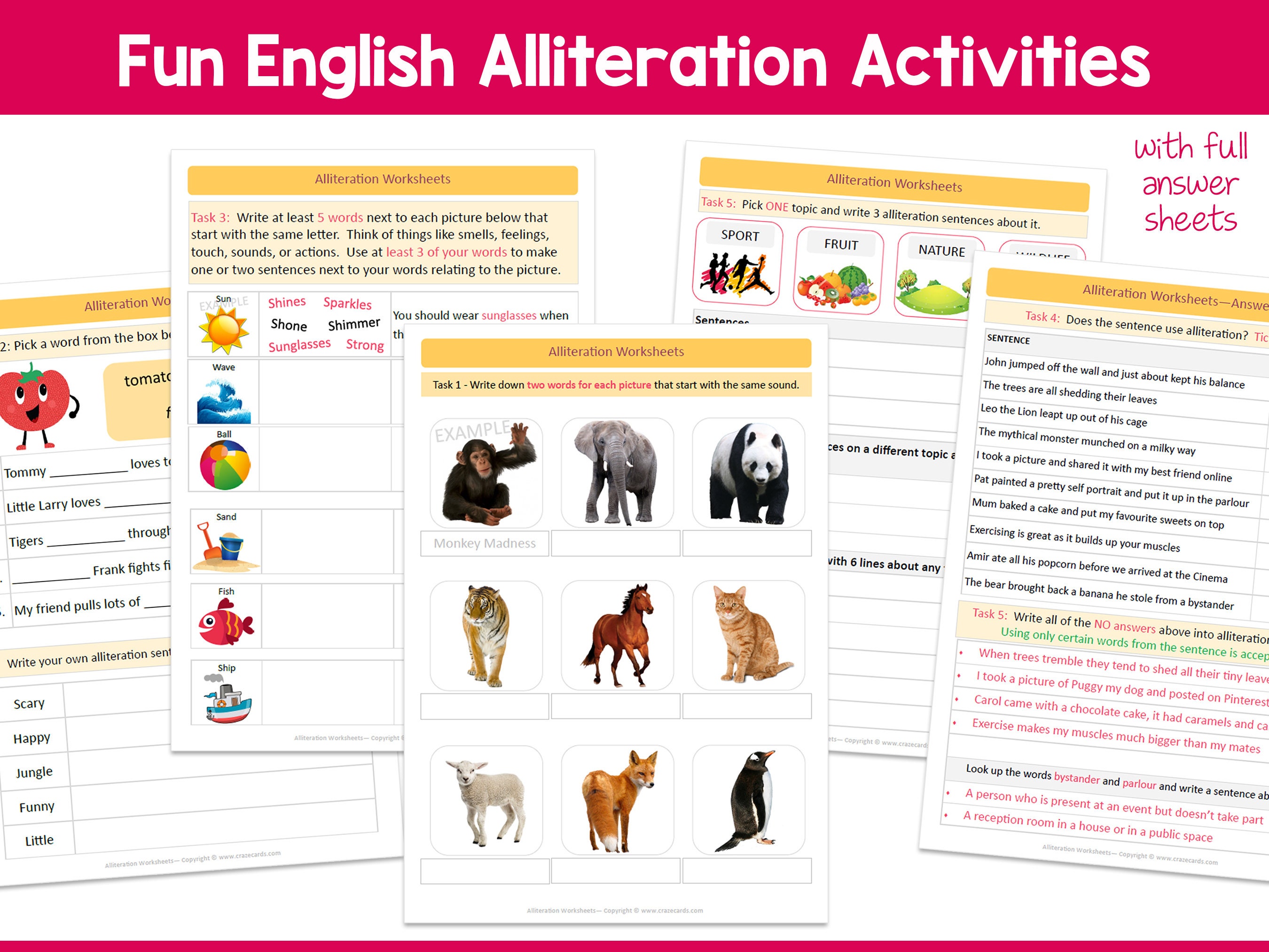 Alliteration Examples For Kids Worksheets