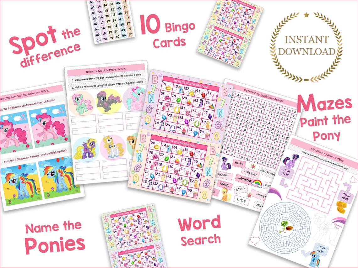 My Little Pony Party Activities MLP Worksheets My Little - Etsy UK