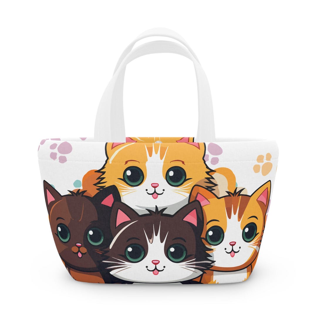 Lunch Bag, Cats, Kids Lunch Bag, Cartoon, Cute Lunch Bag - Etsy