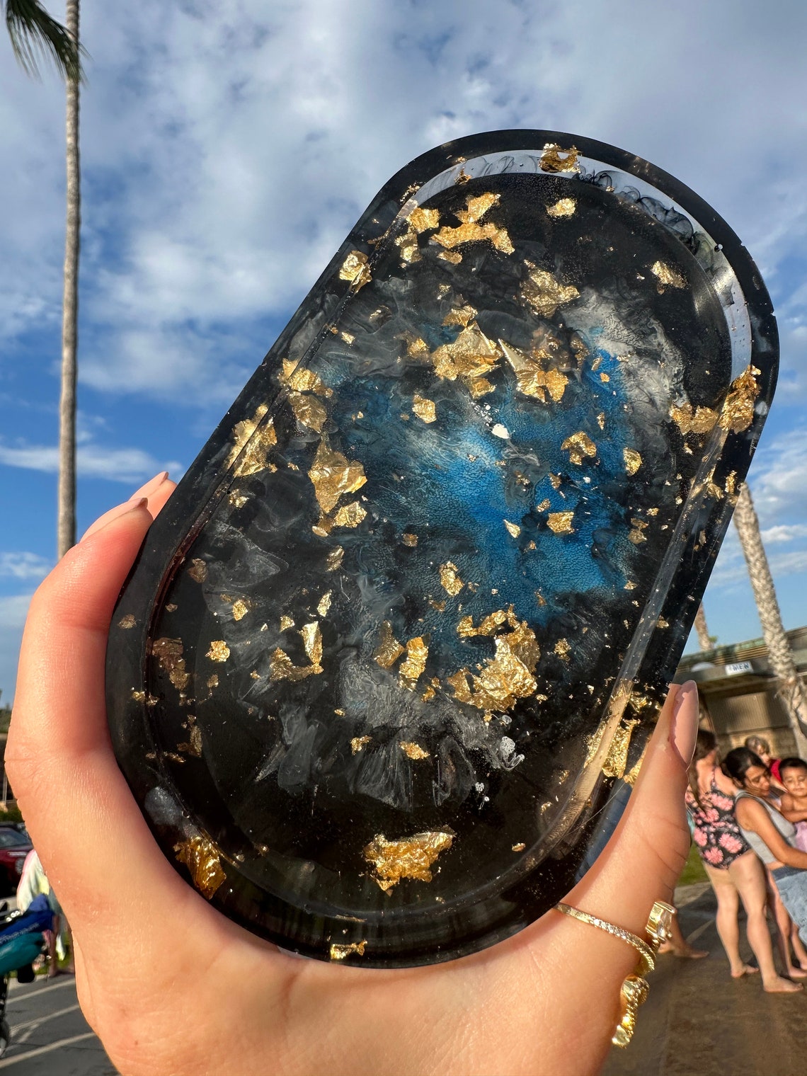 Golden Galaxy Tray Outer Space, Cosmos Inspired Jewelry Dish, Rolling ...