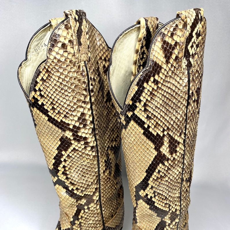 Tony Lama Vintage Western Boots, Python Snakeskin, Riding Heel, Rare ...