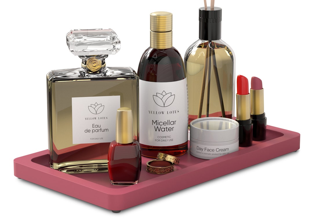 YELLOW LOTUS Pink Vanity Tray 9 Perfume Tray for Dresser Top, Coquette ...