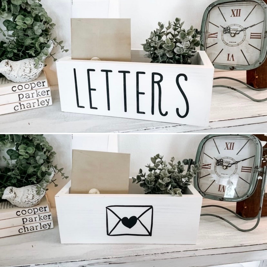 Desktop Mail Organizer Box, Letter Holder, Wooden Mail Holder for ...