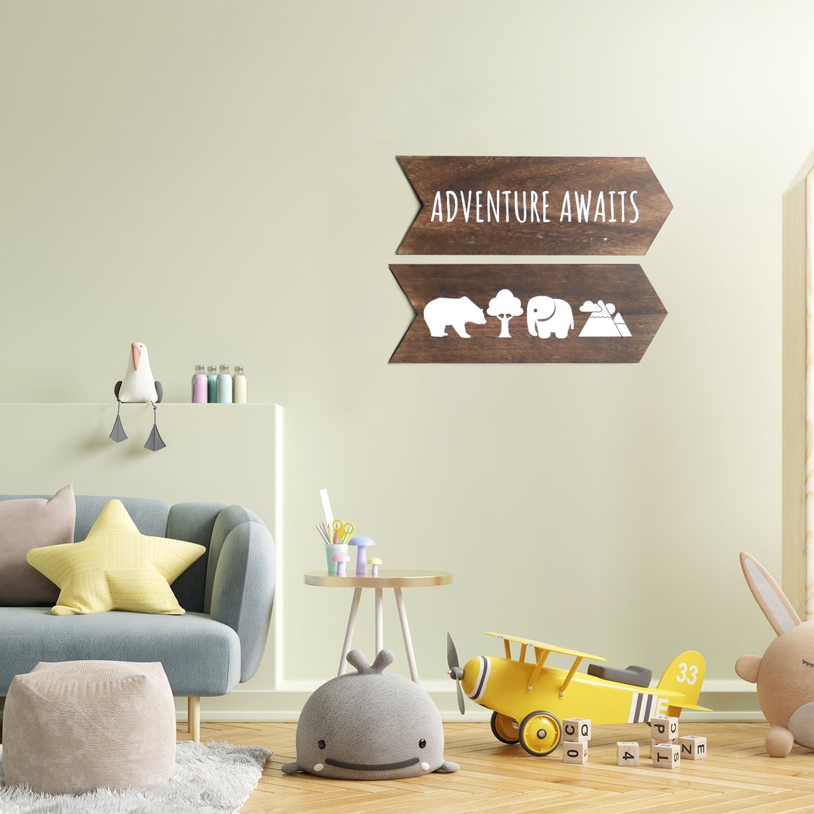 Nursery Wall Decor Adventure Awaits Wall Decor Sign With - Etsy