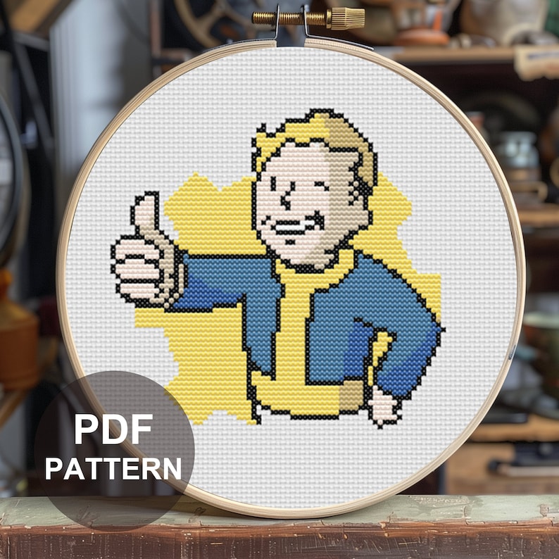 Fallout Vault Boy Cross Stitch Chart Digital PDF Pattern - Etsy