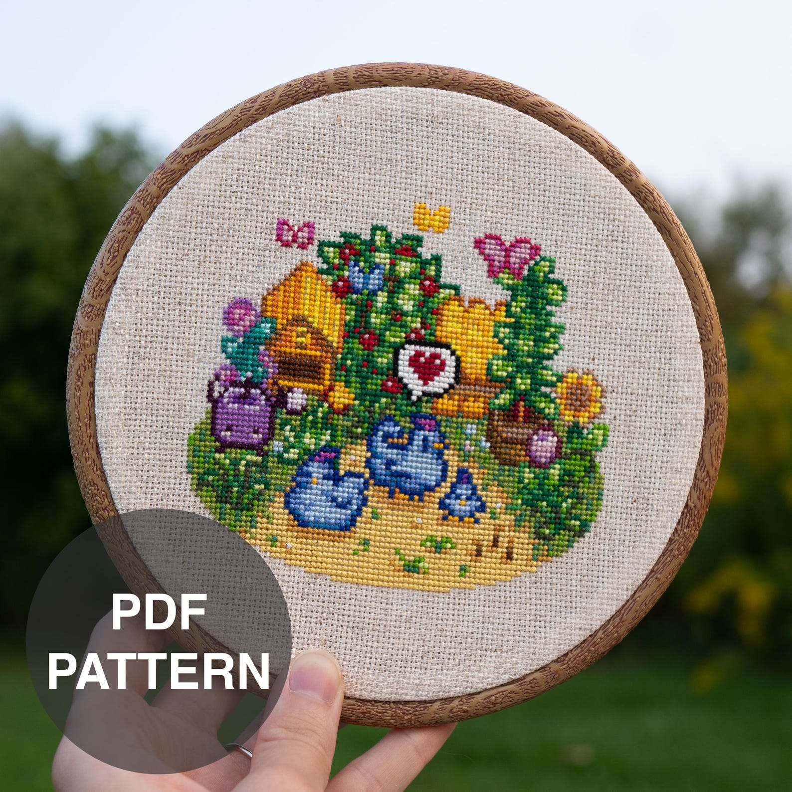 Stardew Valley Blue Chicken Scene - Cross Stitch PDF Pattern - Etsy