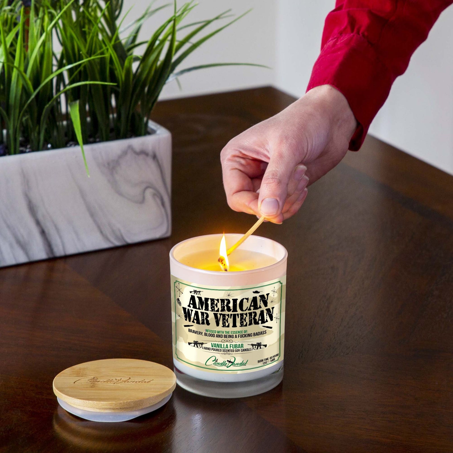 Military Patriotic Candle American War Veteran Vanilla Scented, Glass ...