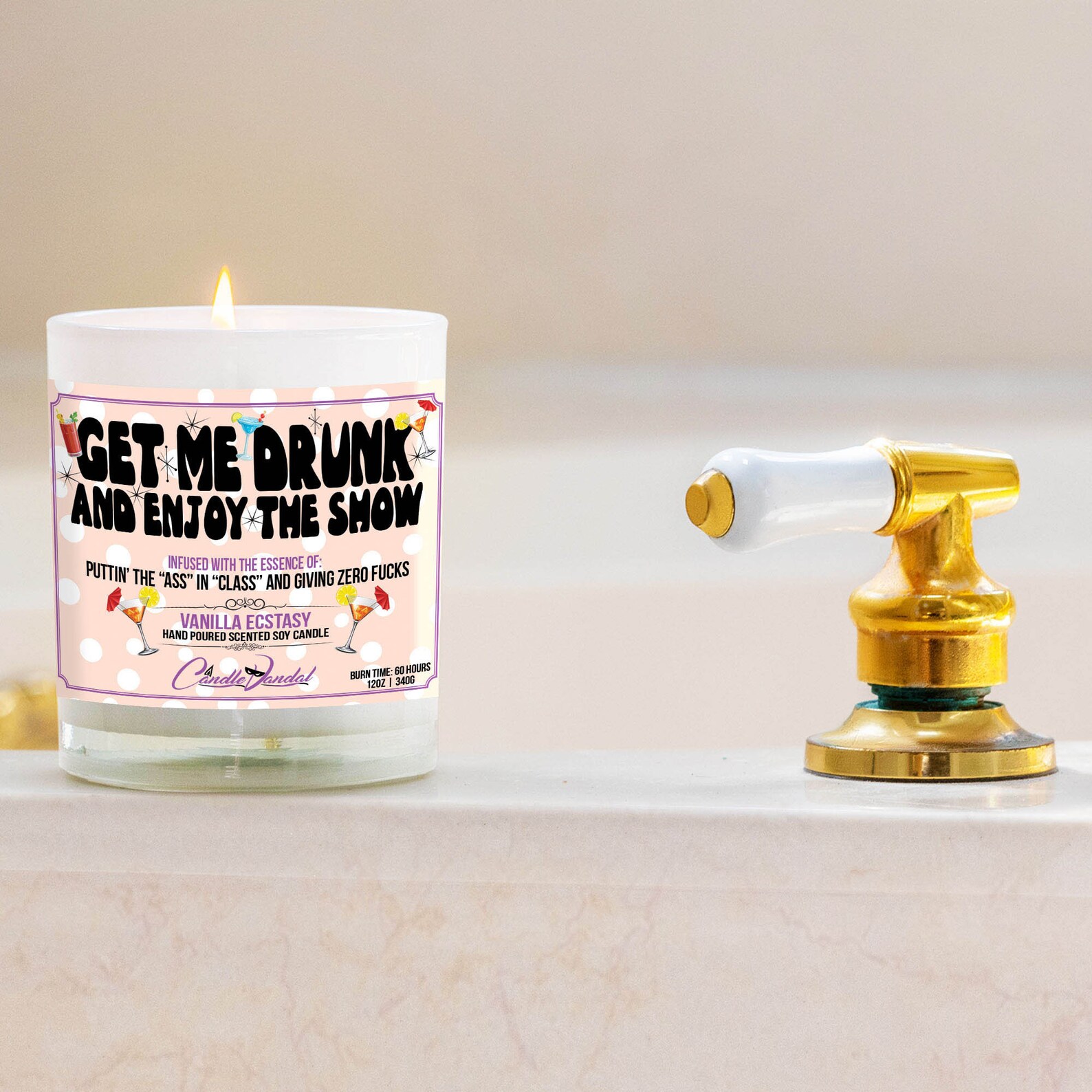 Funny Drinking Alcohol Candle: Get Me Drunk and Enjoy the Show Vanilla ...