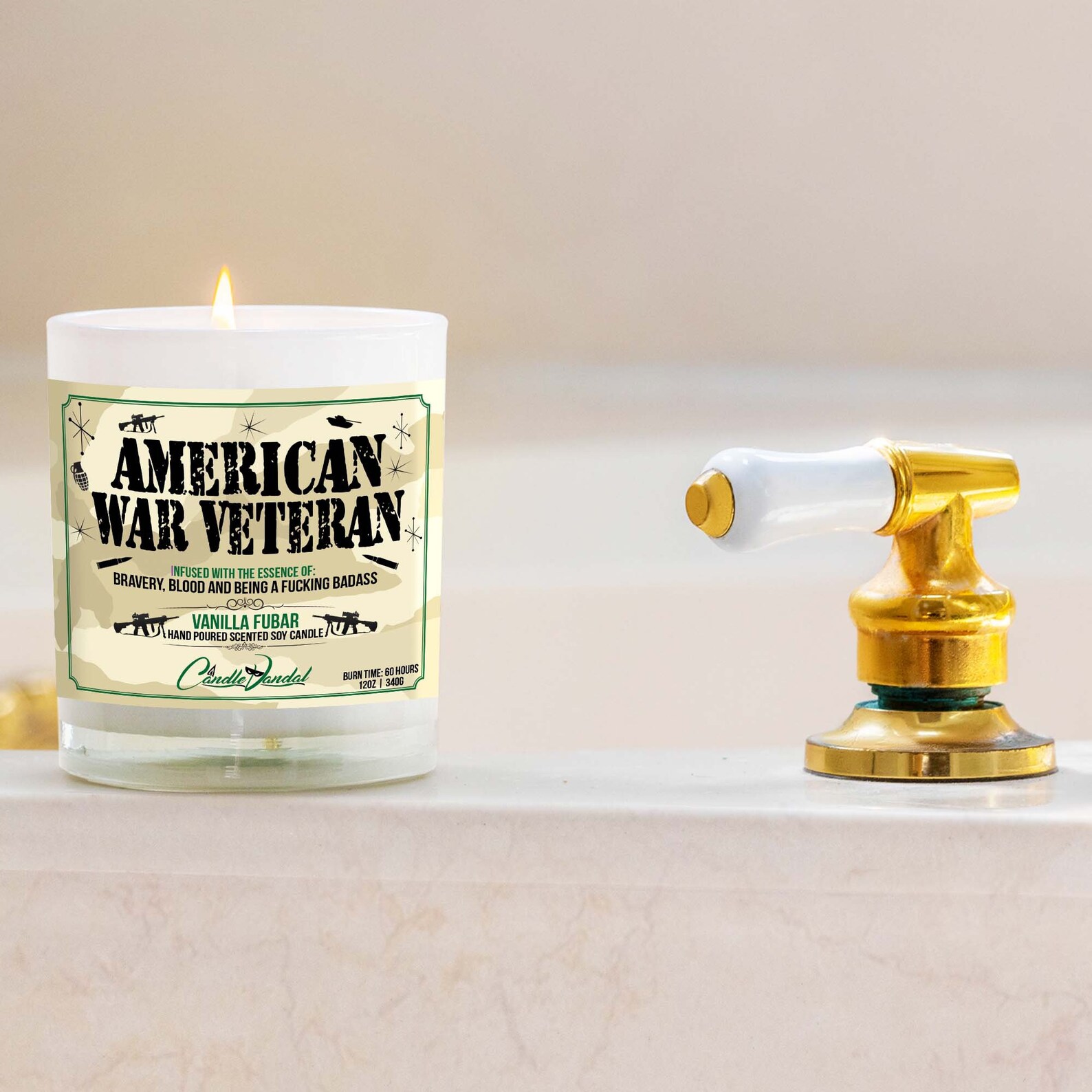 Military Patriotic Candle American War Veteran Vanilla Scented, Glass ...