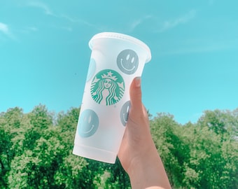 Reusable Cold Cup With Lightning Smiley Faces Used for Iced - Etsy