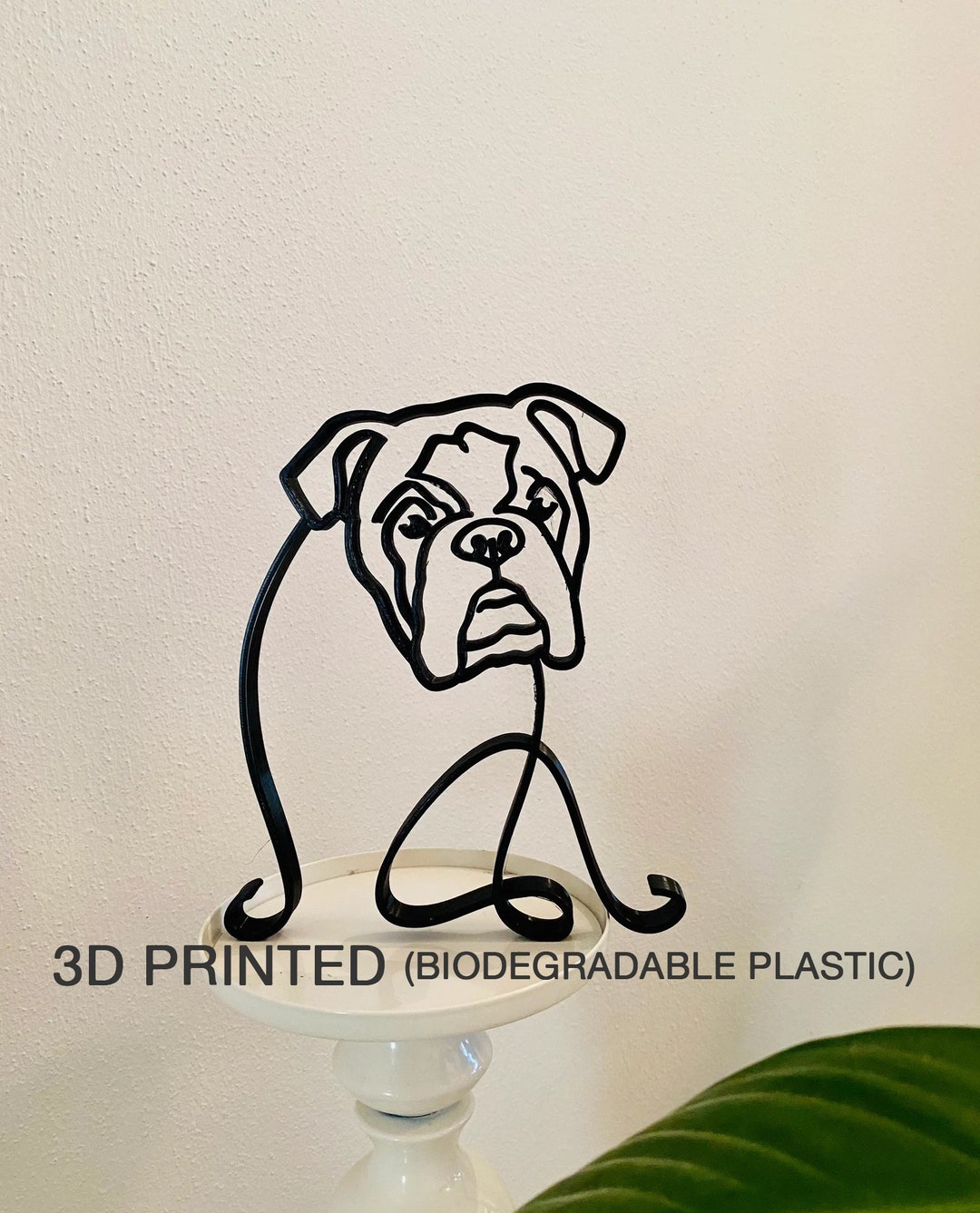 Bulldog, Tabletop Figure, Minimalist Art Plastic Sculpture, 3D Printed ...