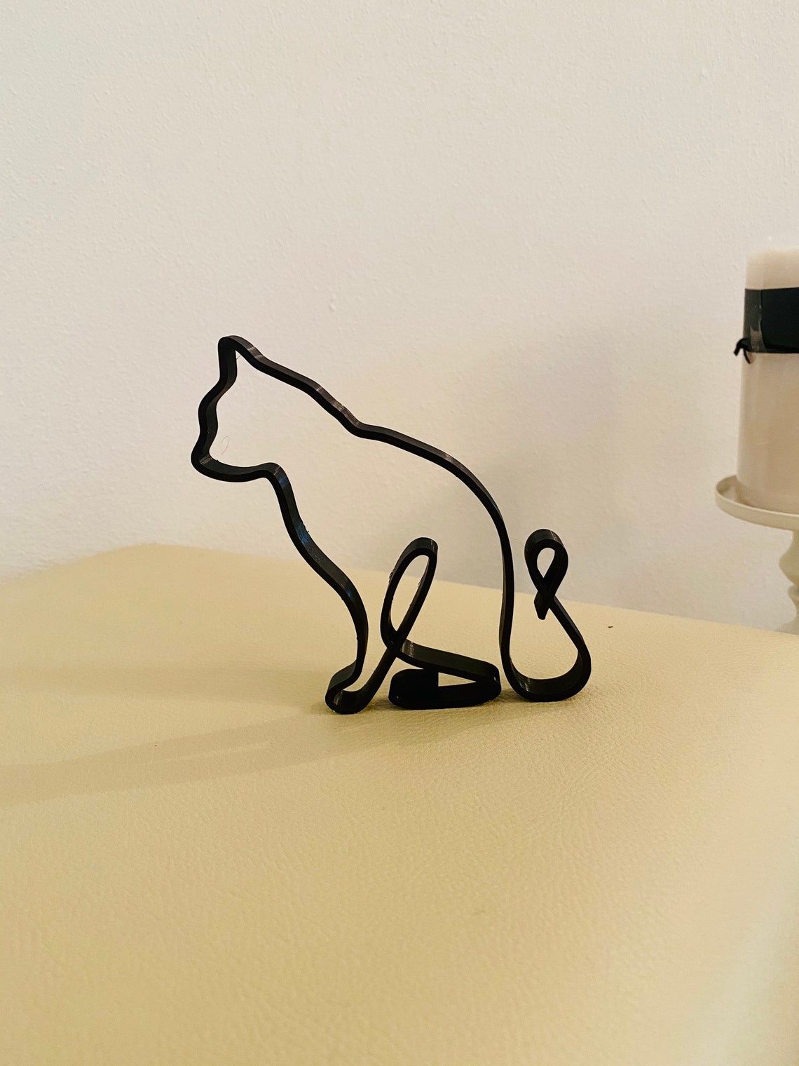 Sitting Cat Tabletop Plastic Figure Minimalist Art | Etsy