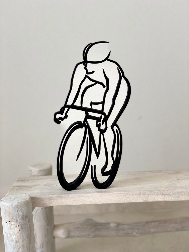 3D Printed Cyclist Figure: Minimalist Art, Bookshelf Decor - Etsy