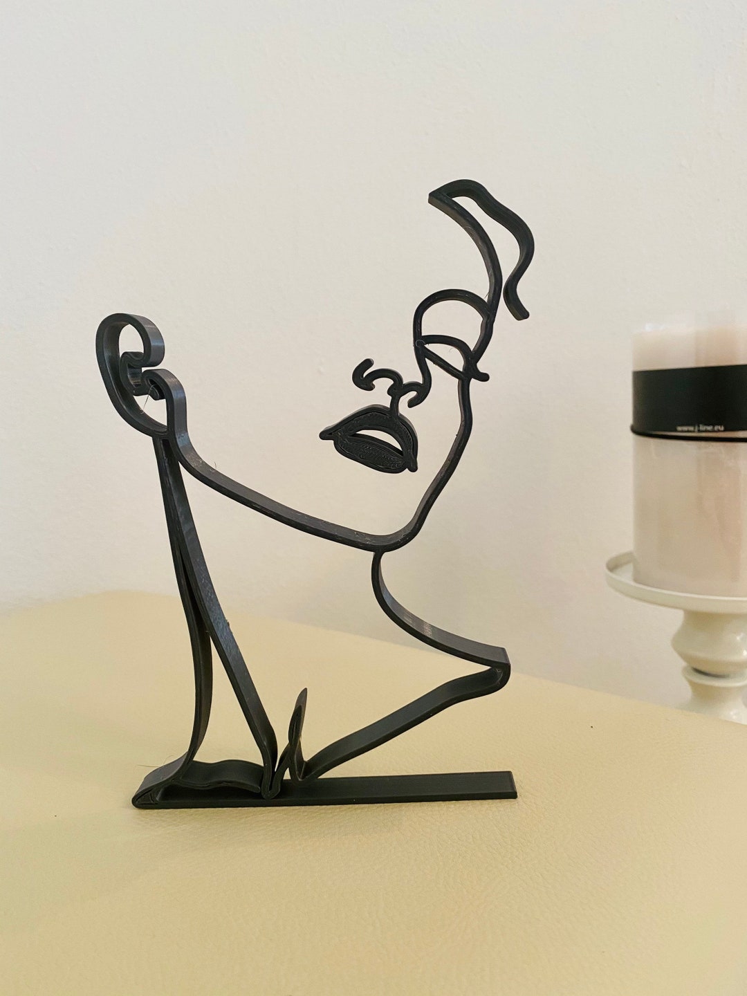 Girl With Hairstyle, Abstract Minimalist Sculpture, Tabletop Figure, 3D ...