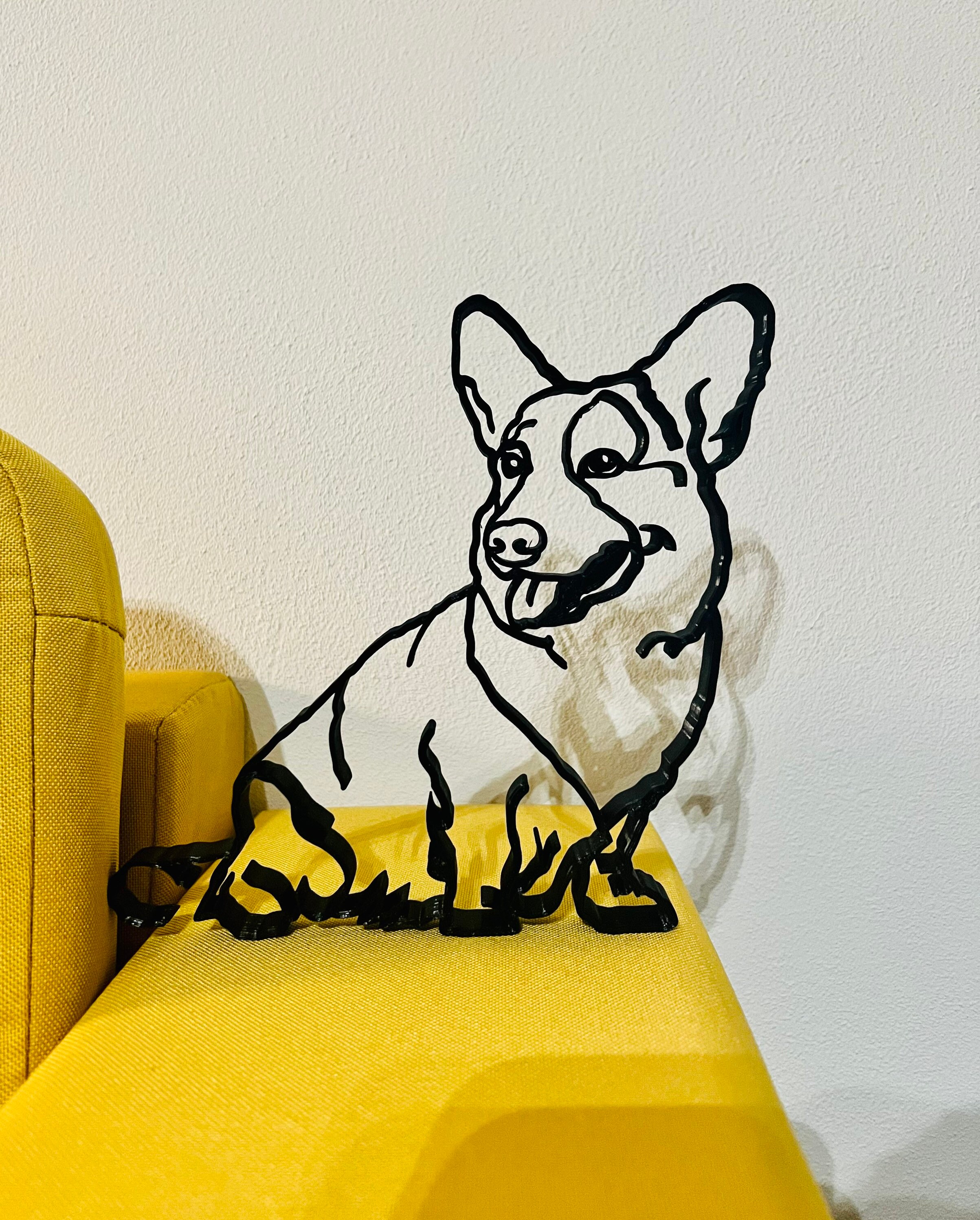 3D Printed Corgi Dog Sculpture: Bioplastic Minimalist Art Decor - Etsy