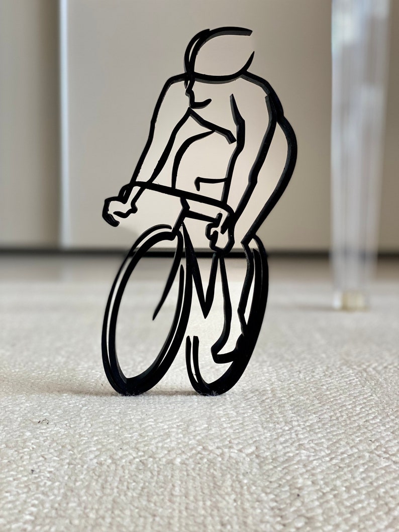 3D Printed Cyclist Figure: Minimalist Art, Bookshelf Decor - Etsy
