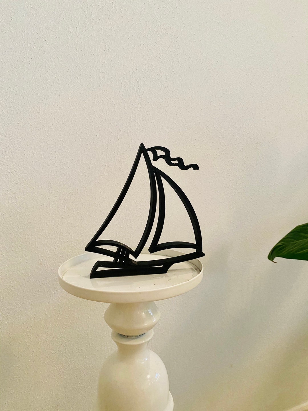 3D Printed Ship Sculpture: Minimalist Frigate, Ocean Home Decor - Etsy
