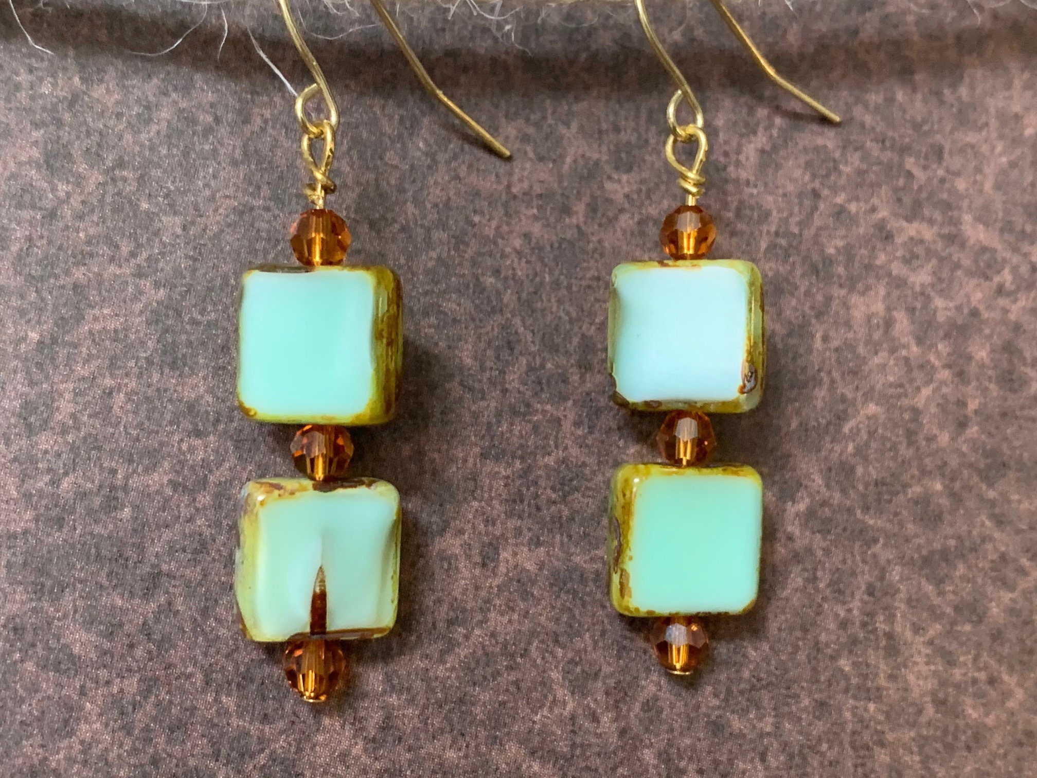 Turquoise Glass Drop Silver Earrings - Etsy UK