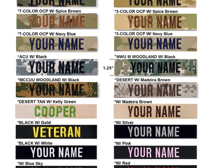 CUSTOM Embroidered NAME TAPE With Hook Fastener - Etsy