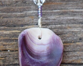 P1062 Two Small Hearts Pendant Wampum Quahog Shell Sterling Silver - Etsy