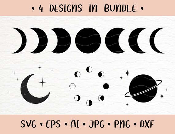 Moon SVG Bundle Vector EPS DXF Files for Cricut - Etsy