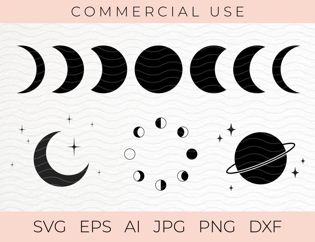 Moon SVG Bundle Vector, EPS, DXF Files for Cricut, Silhouette Digital ...