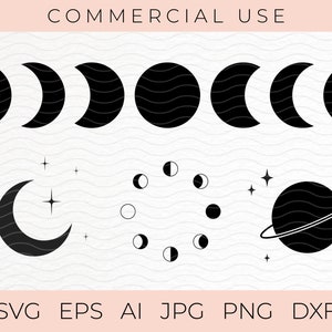 Moon SVG Bundle Vector EPS DXF Files for (Instant Download) - Etsy