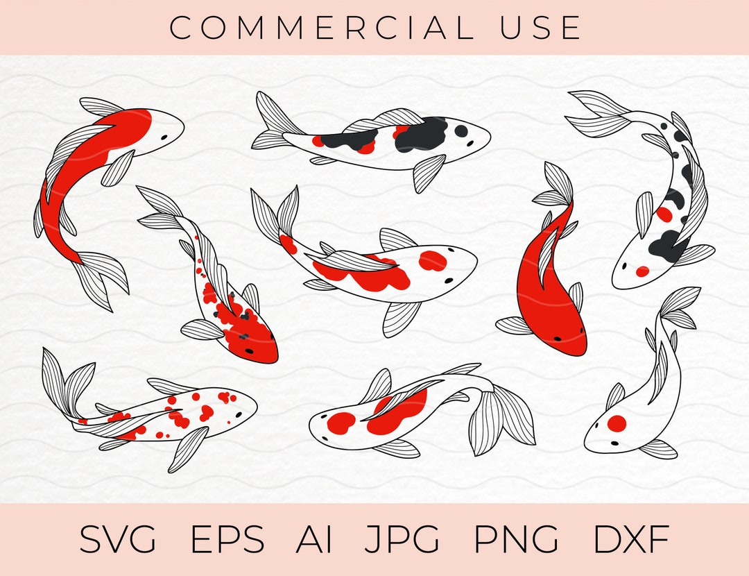 Koi SVG Bundle Vector, EPS, DXF Files for Cricut, Silhouette, Scanncut ...