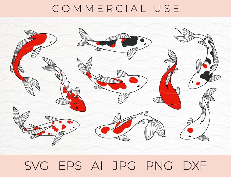 Koi SVG Bundle Vector EPS DXF Files for Cricut - Etsy