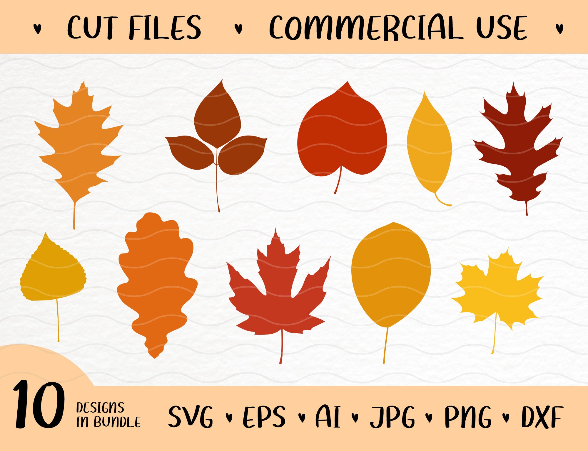 Fall Leaves Svg Bundle Vector, EPS, DXF, Ai, Png, Jpg Files for Cricut ...