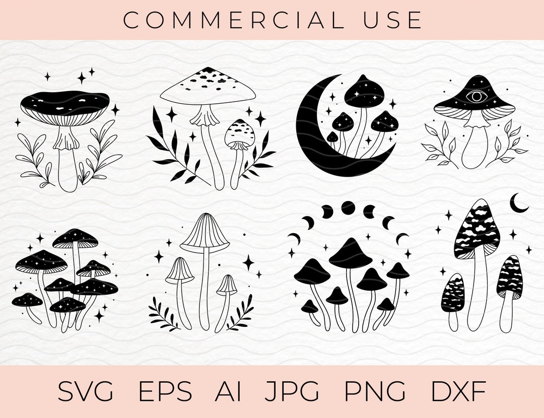 Magic Mushroom SVG Bundle Vector, EPS, DXF, Png, Jpg, Ai Files for ...