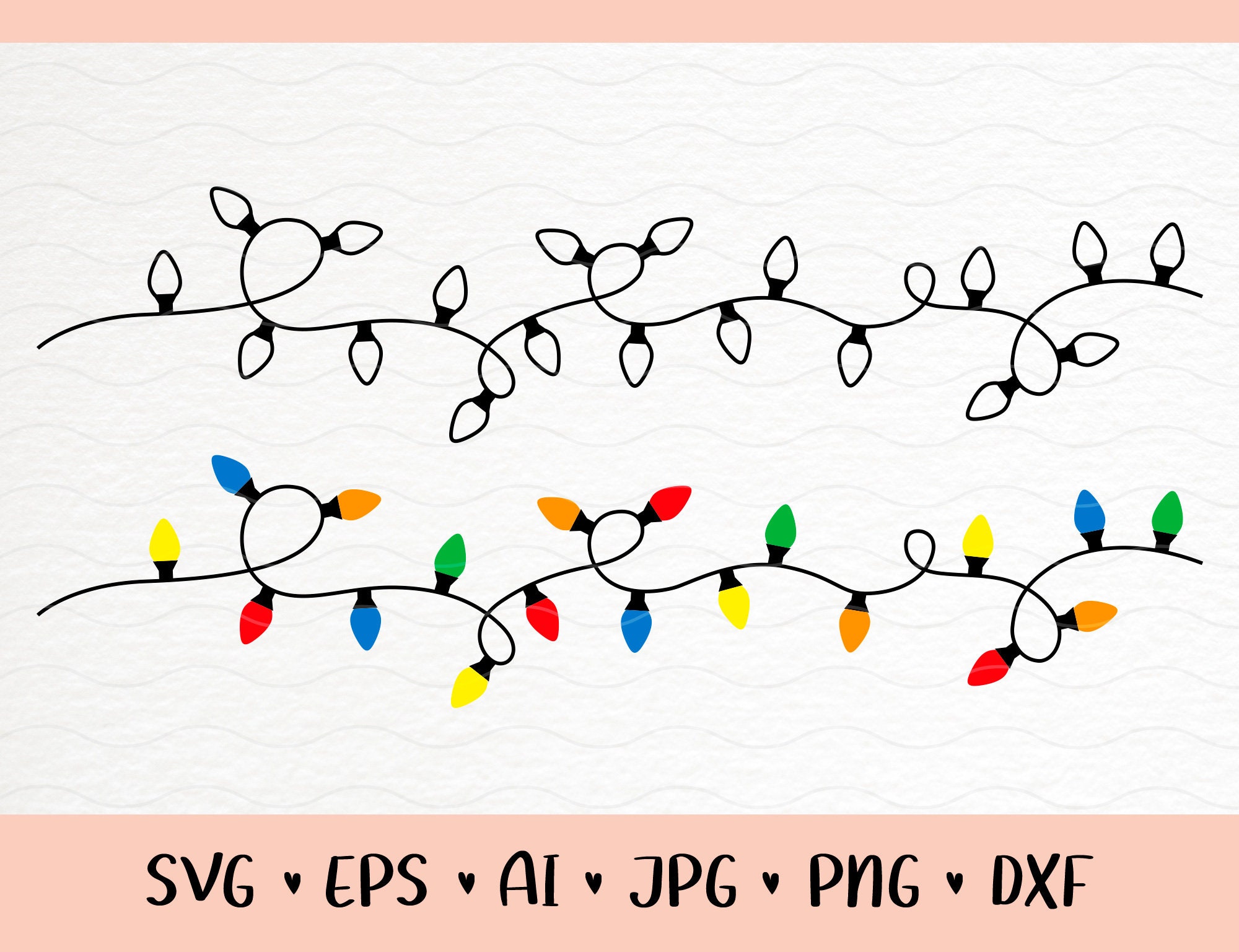 Christmas Lights String SVG Bundle Christmas Lights in Black - Etsy