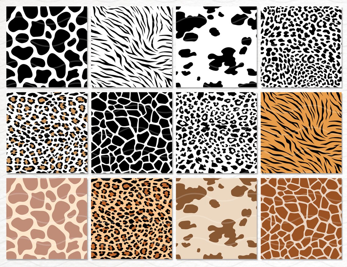 Animal Print Set SVG Seamless Pattern Bundle Vector EPS - Etsy
