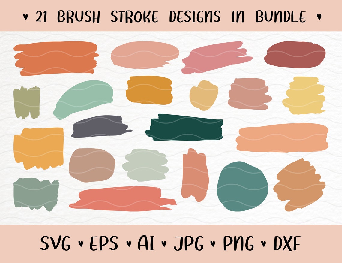 Paint Brush Stroke SVG Bundle Vector EPS DXF Png Jpg - Etsy