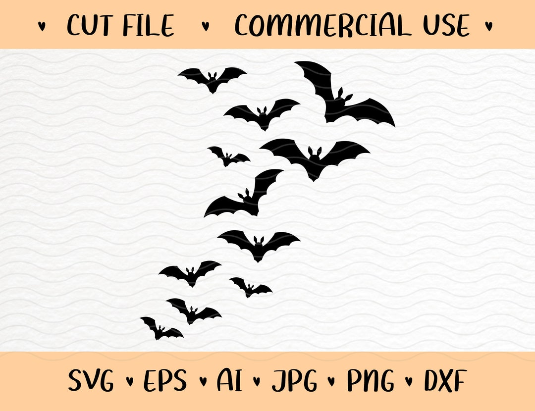 Halloween Bats SVG Vector, Eps, Dxf, Png, Ai, Jpg Files for Cricut ...