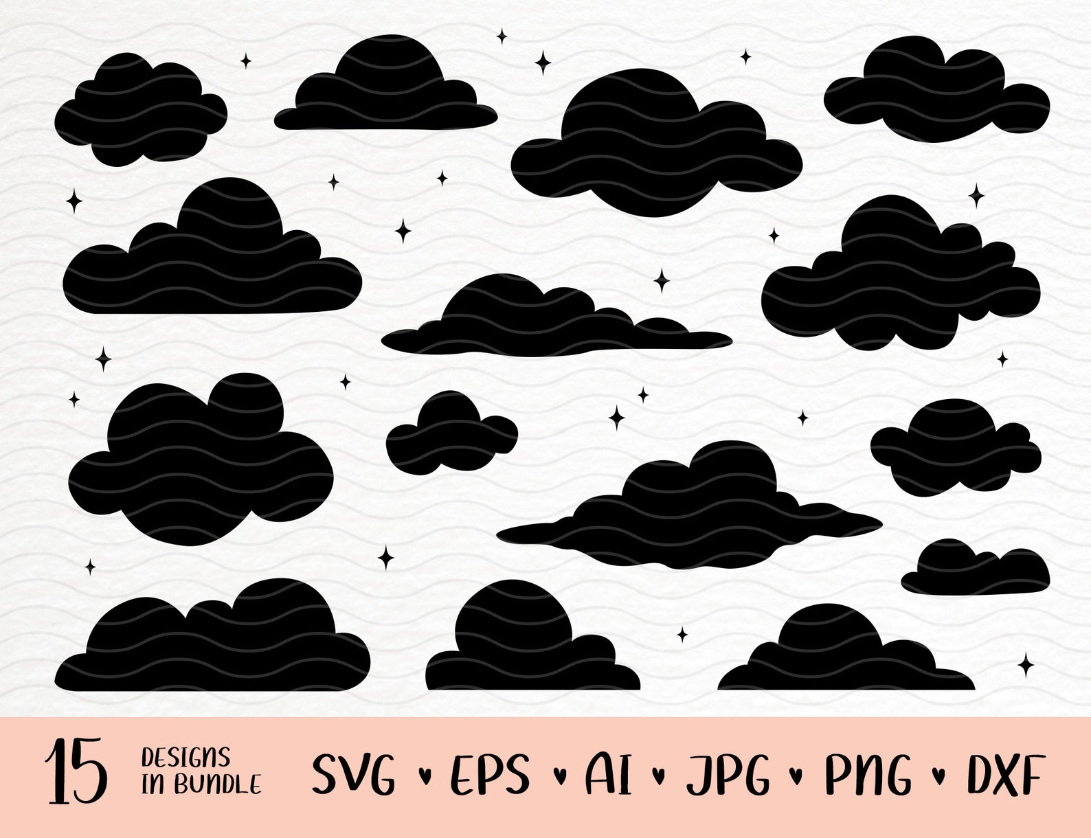 Cloud SVG Bundle Vector EPS DXF Files for Cricut - Etsy