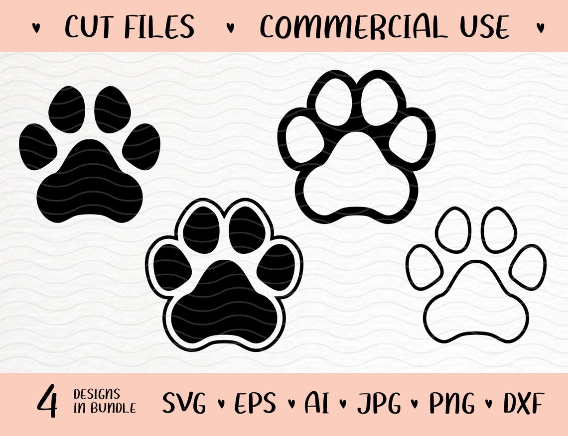 Dog Paw SVG Bundle Vector EPS DXF Files for Cricut - Etsy