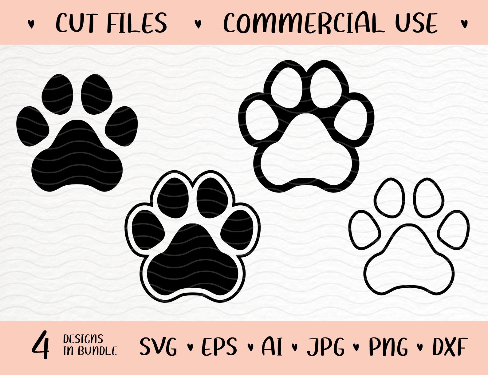 Dog Paw SVG Bundle Vector EPS DXF Files for Cricut - Etsy