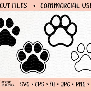 Dog Paw SVG Bundle Vector EPS DXF Files for Cricut - Etsy