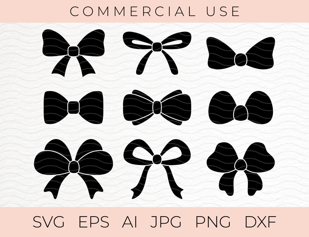 Ribbon Bow SVG Bundle Vector, EPS, PNG Files for Cricut, Silhouette ...