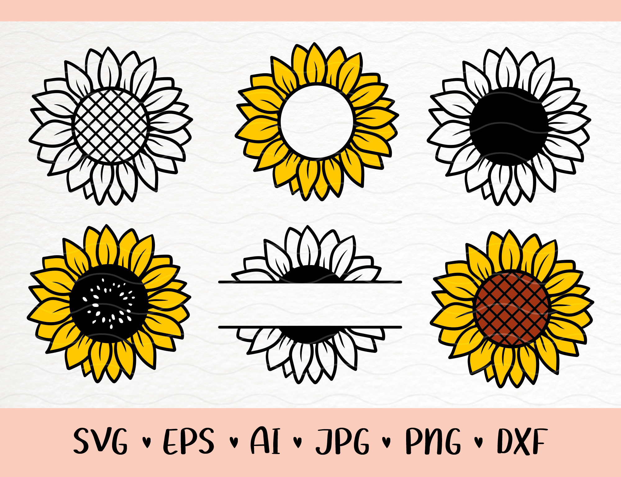 Sunflower SVG Bundle EPS DXF Ai Png Jpg Instant | Etsy