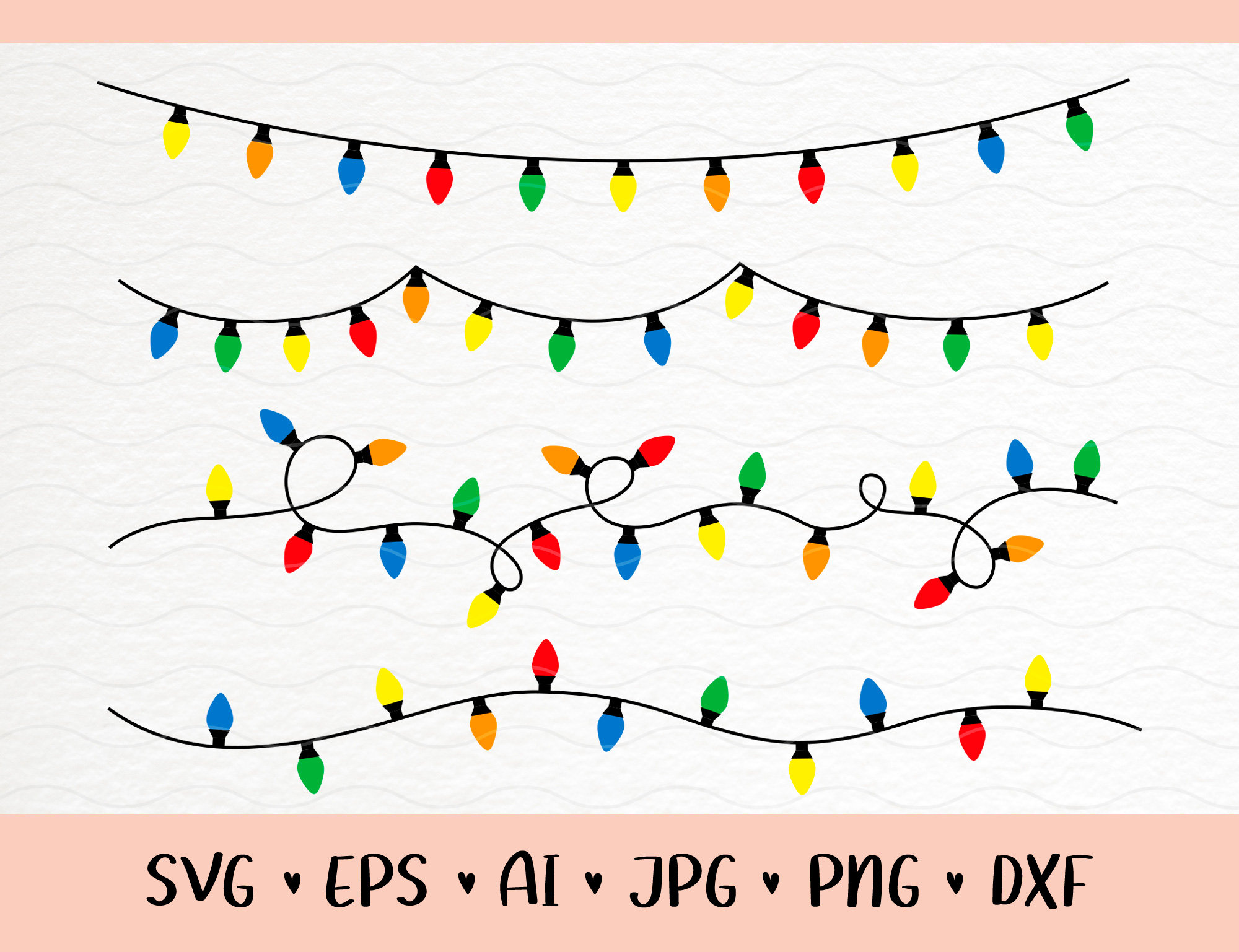 Christmas Lights SVG Bundle Vector EPS DXF Files for - Etsy