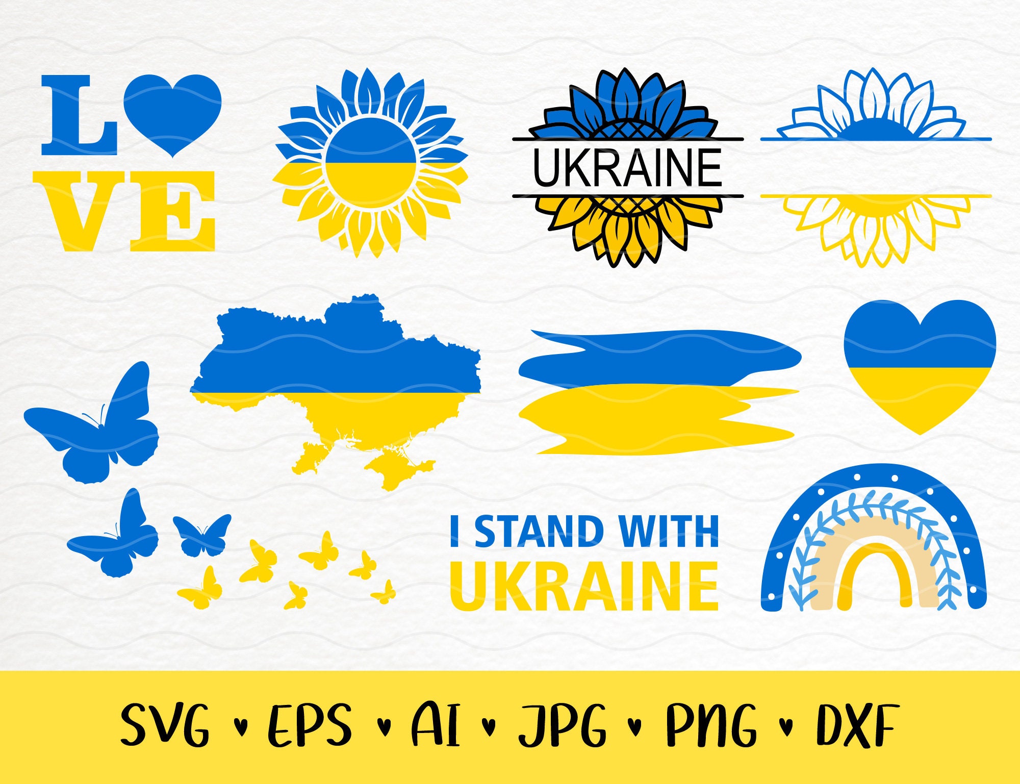 Ukraine Flag Bundle SVG Vector EPS DXF Ai Png Jpg | Etsy Canada