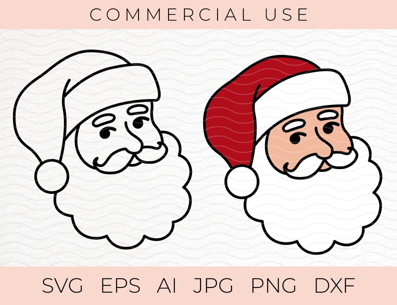 Santa SVG Santa Face SVG Cut Files for Glowforge Cricut - Etsy