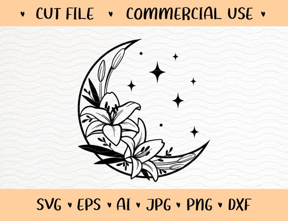 Floral Moon SVG Files for Cricut Silhouette Cut Files - Etsy