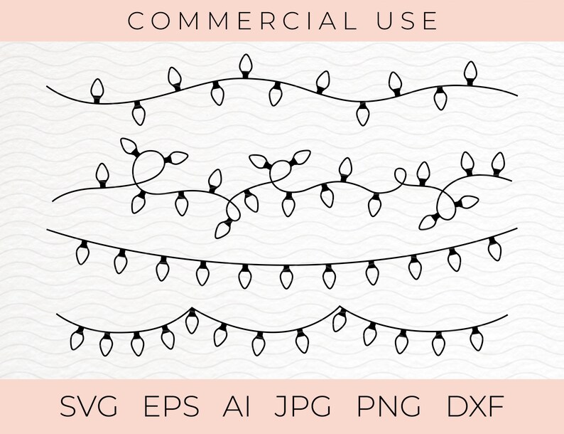 Christmas Lights String SVG Bundle Christmas Lights in Black - Etsy