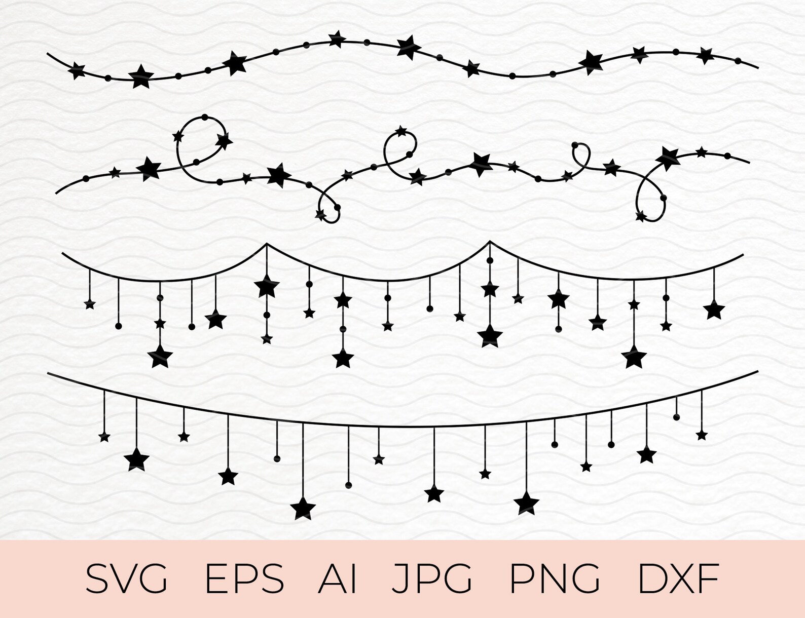 Star String SVG Bundle Stars in Black Outline Vector - Etsy
